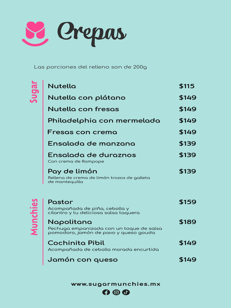 Sugar Munchies Menu | PDF