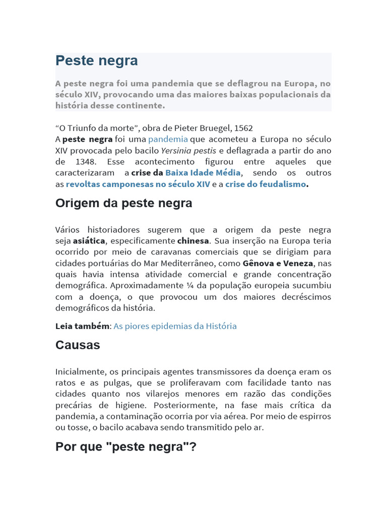 Peste Negra | PDF | Peste negra