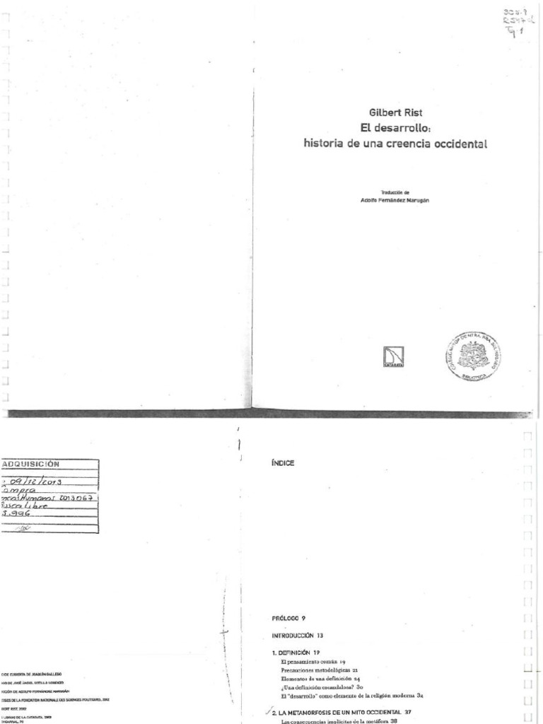 Gilbert+Rist El+Desarrollo,+Historia+de+Una+Creencia+Occidental | PDF