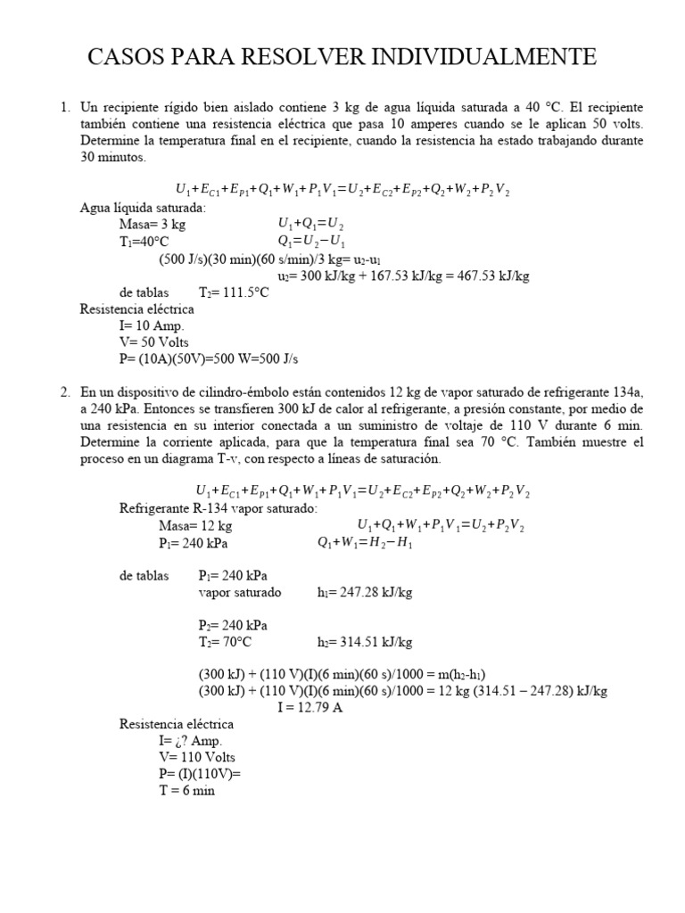 Casos para Resolver Individualmente | Descargar gratis PDF | Calor | Agua