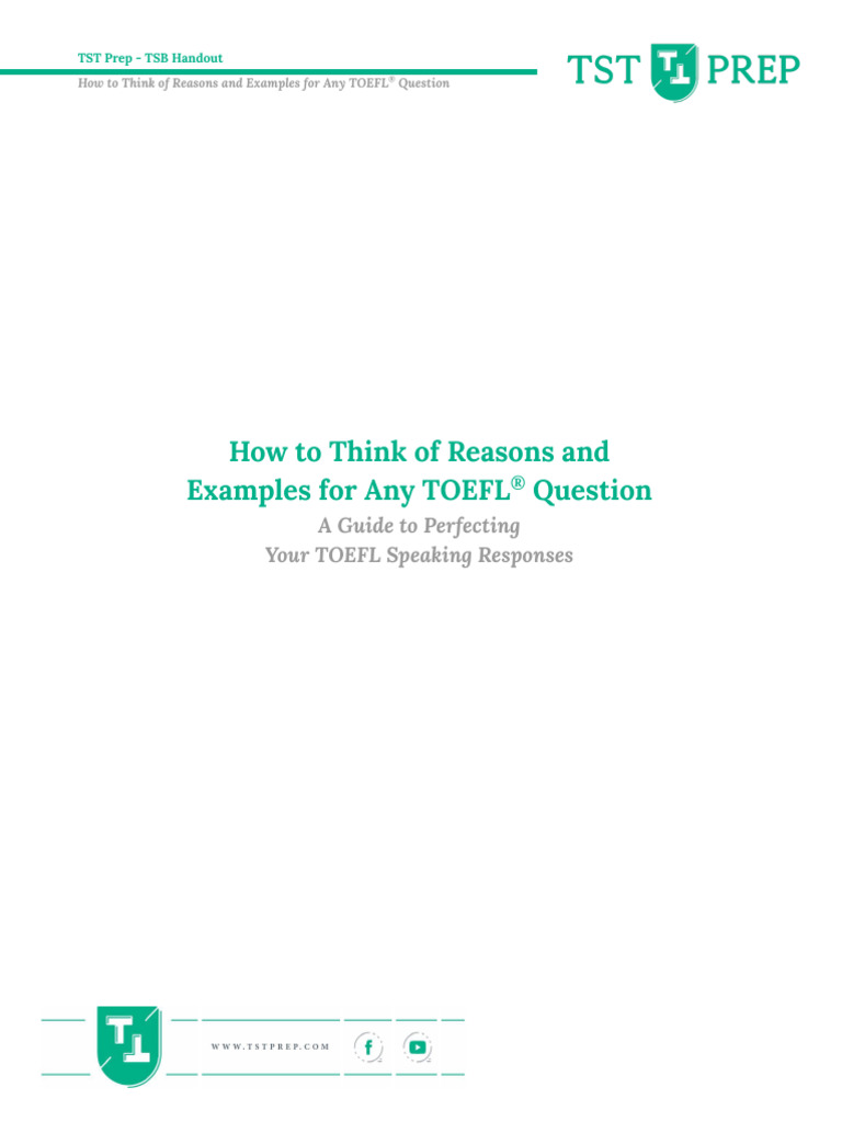 How To Think of Reasons and Examples For Any TOEFL Question | Download ...