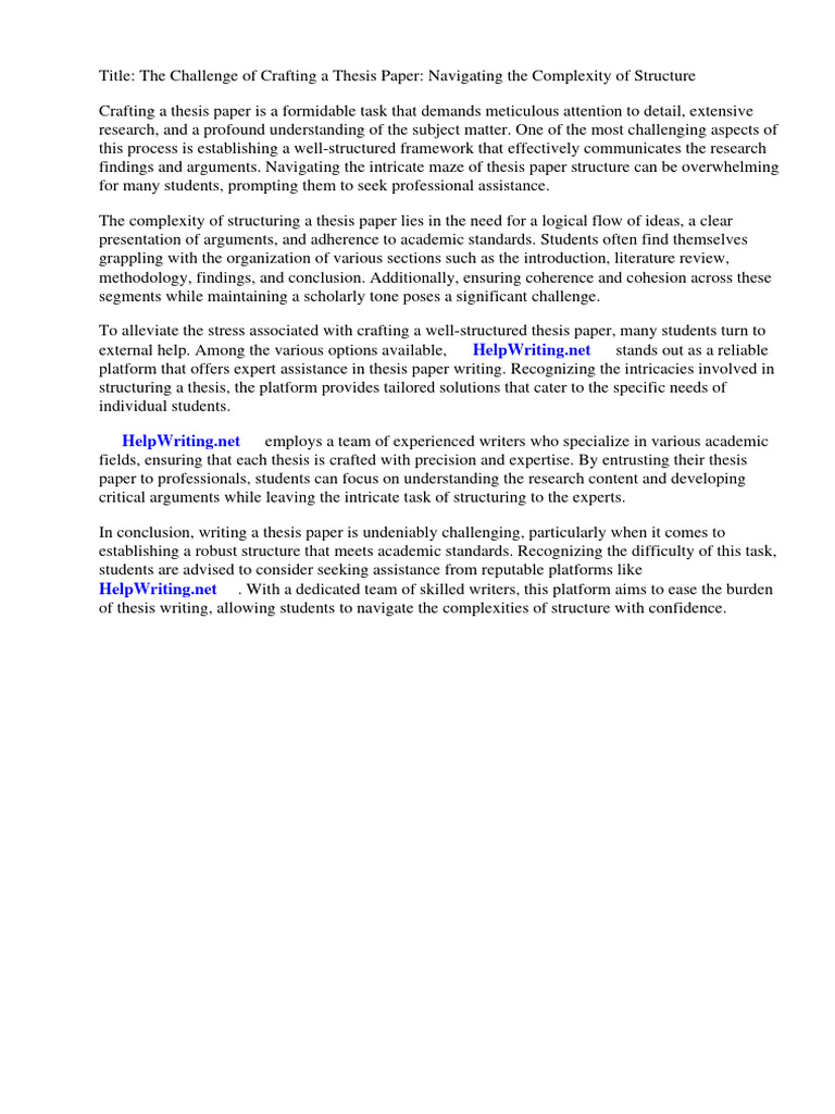 Thesis of A Paper Structure | PDF