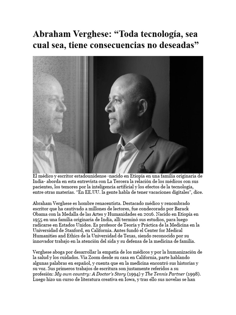 Abraham Verghese | PDF | Inteligencia artificial | Inteligencia (IA) y ...