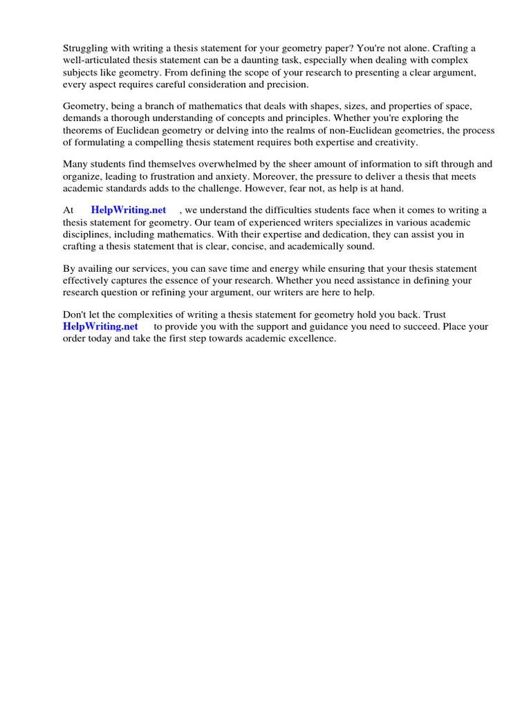 Thesis Statement For Geometry | PDF | Essays | Geometry