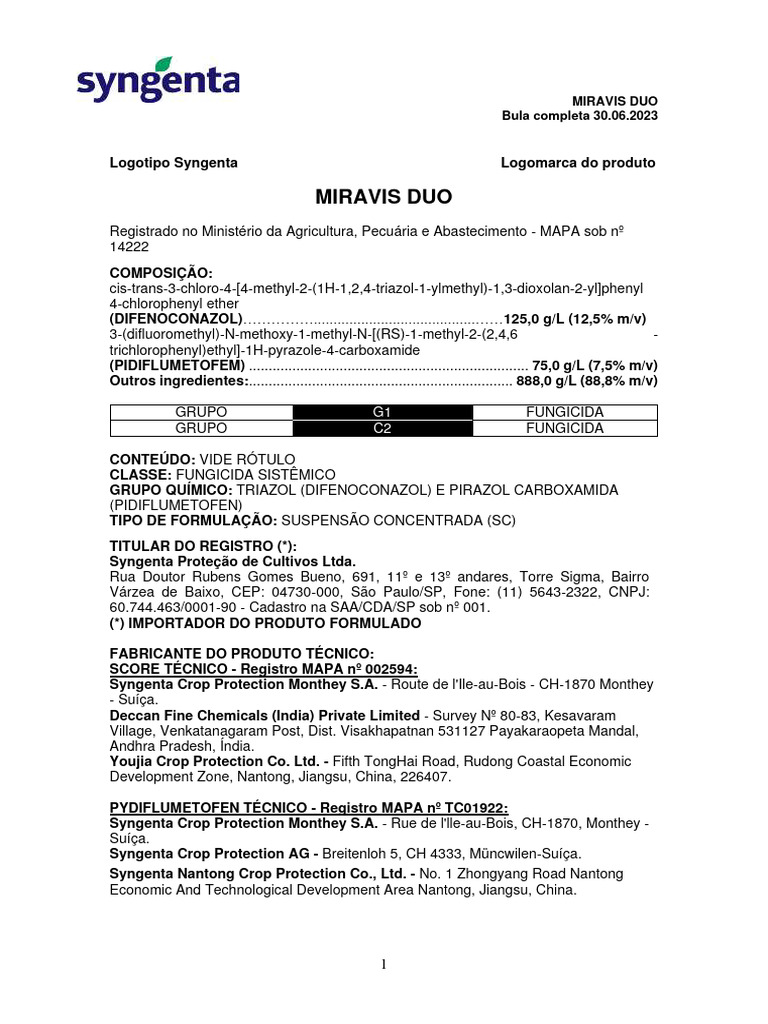 Miravis Duo | PDF | Fungicida