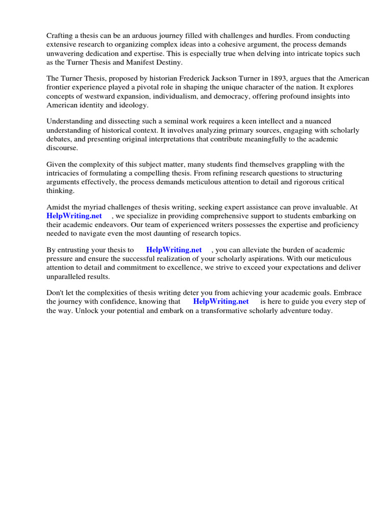 Turner Thesis Manifest Destiny | PDF