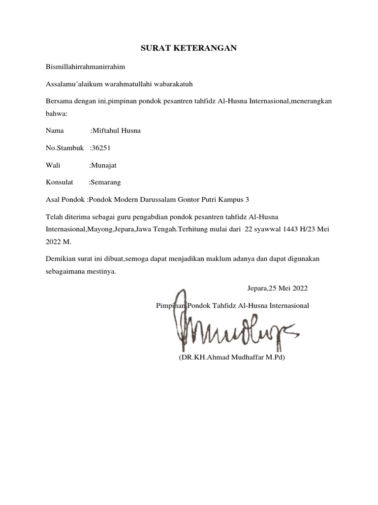 Surat Keterangan Pengabdian | PDF