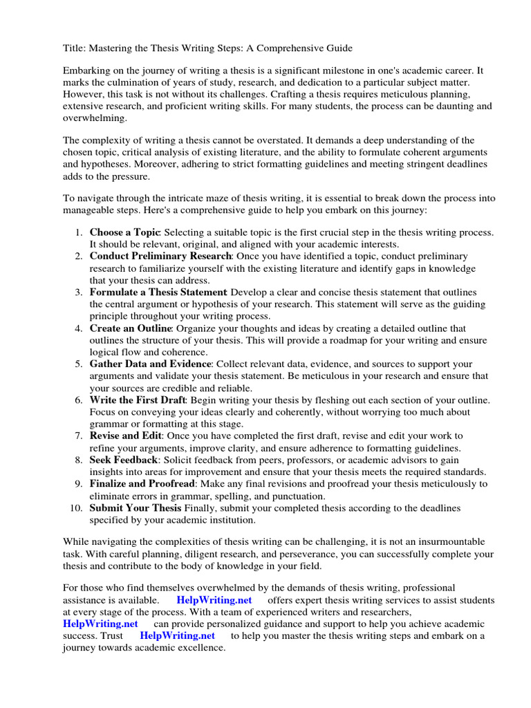 Thesis Writing Steps | Download Free PDF | Essays | Thesis