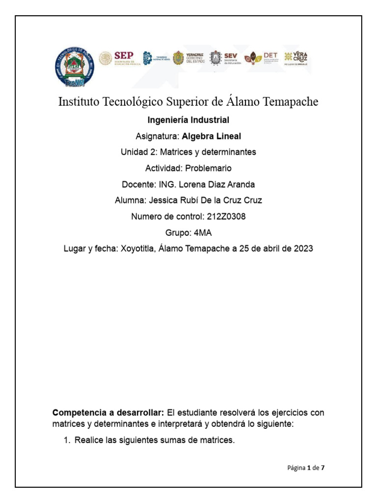 U2 Problemario | PDF | Matemáticas | Álgebra