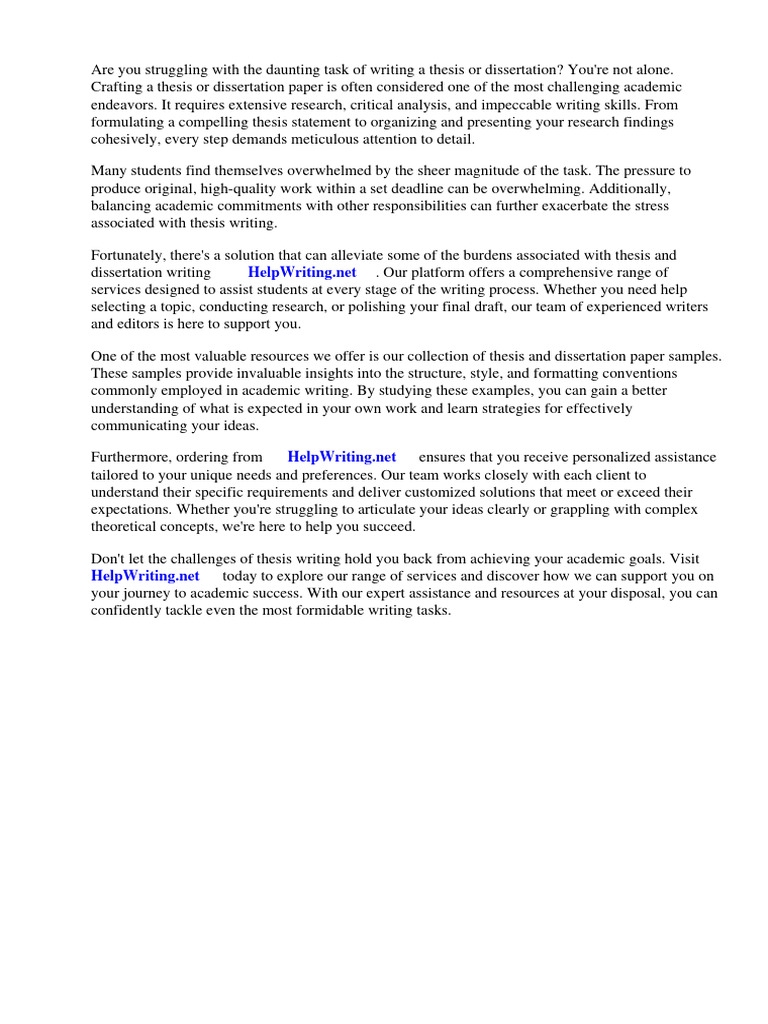 Thesis and Dissertation Paper Samples | PDF | Thesis | Citation