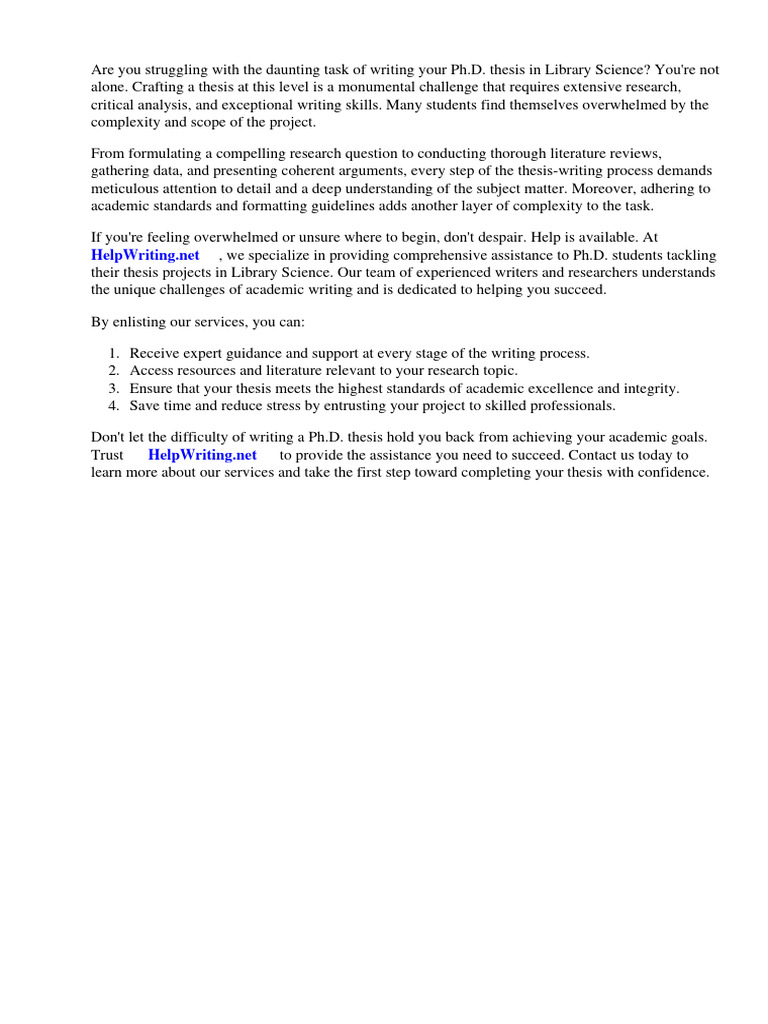 PhD Thesis Help for Library Science | PDF | Thesis | Libraries