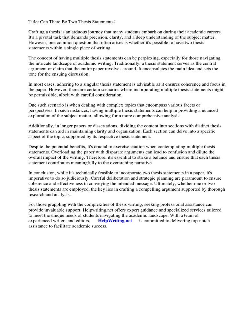 Two Thesis Statements in Writing? | PDF | Thesis | Essays