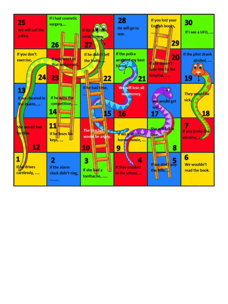 Game 2 Snakes and Ladders First and Second Conditional | PDF