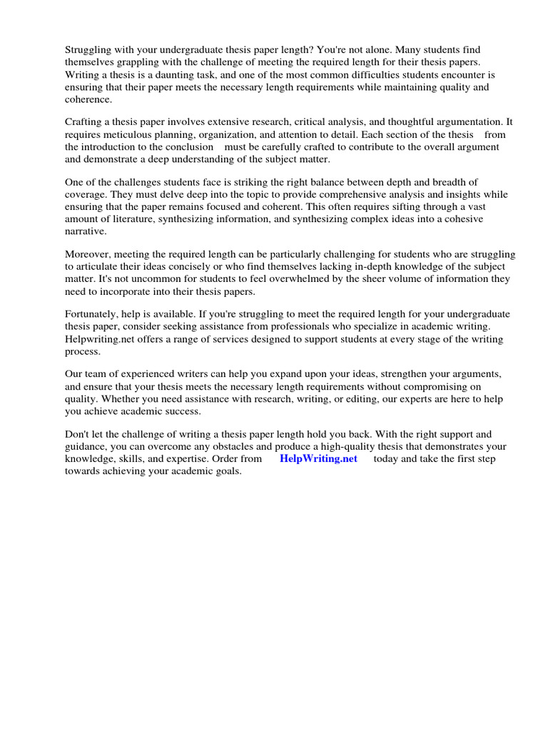 Undergraduate Thesis Paper Length | PDF