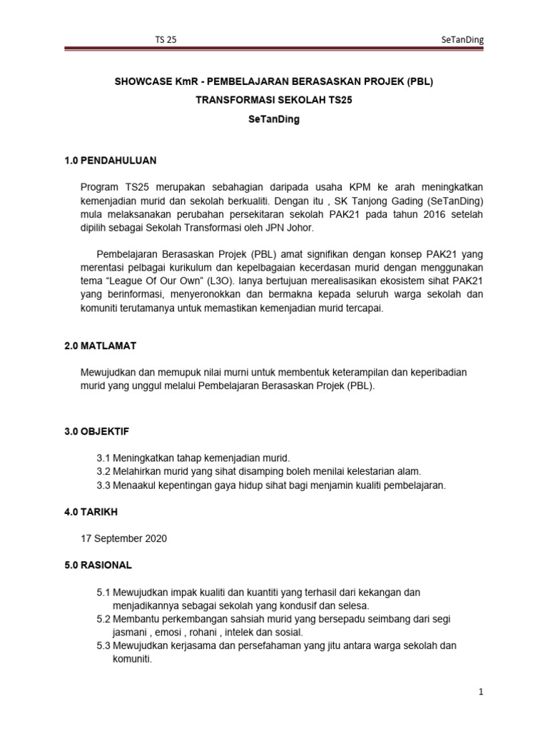 KERTAS KERJA SHOWCASE PBL - Complete | PDF
