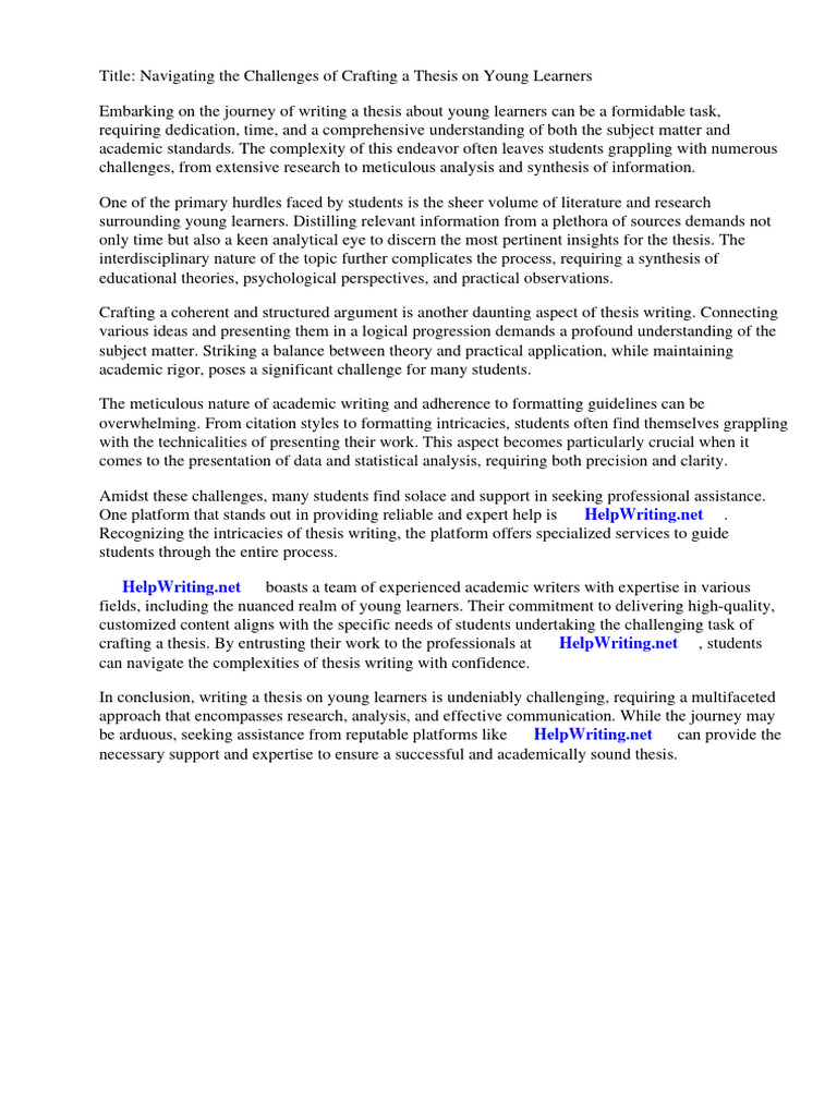 Thesis Challenges for Young Learners | PDF | Second Language ...