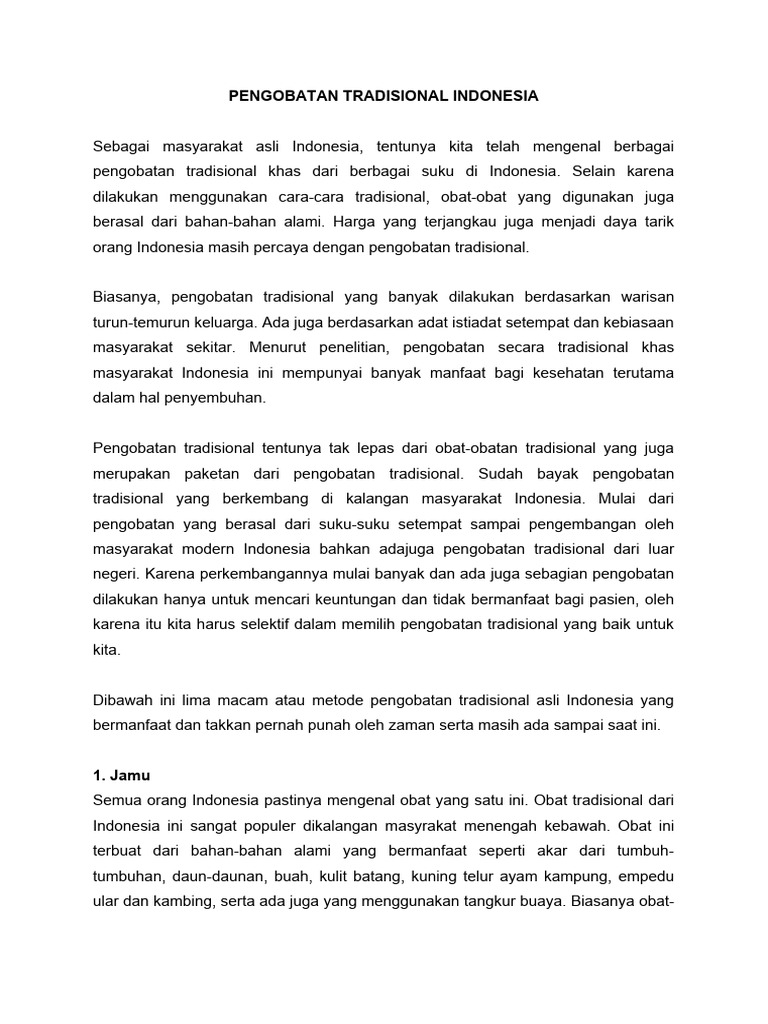 Metode Pengobatan Tradisional Indonesia | PDF | Kesehatan Holistik