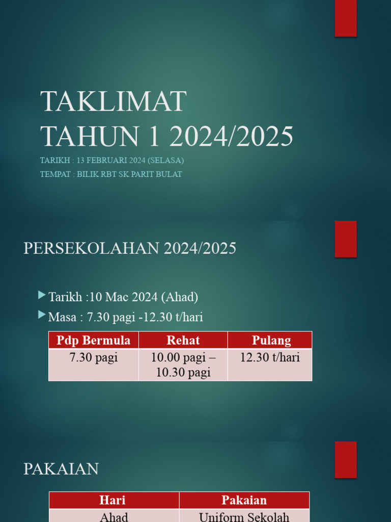 Taklimat Tahun 1 | PDF