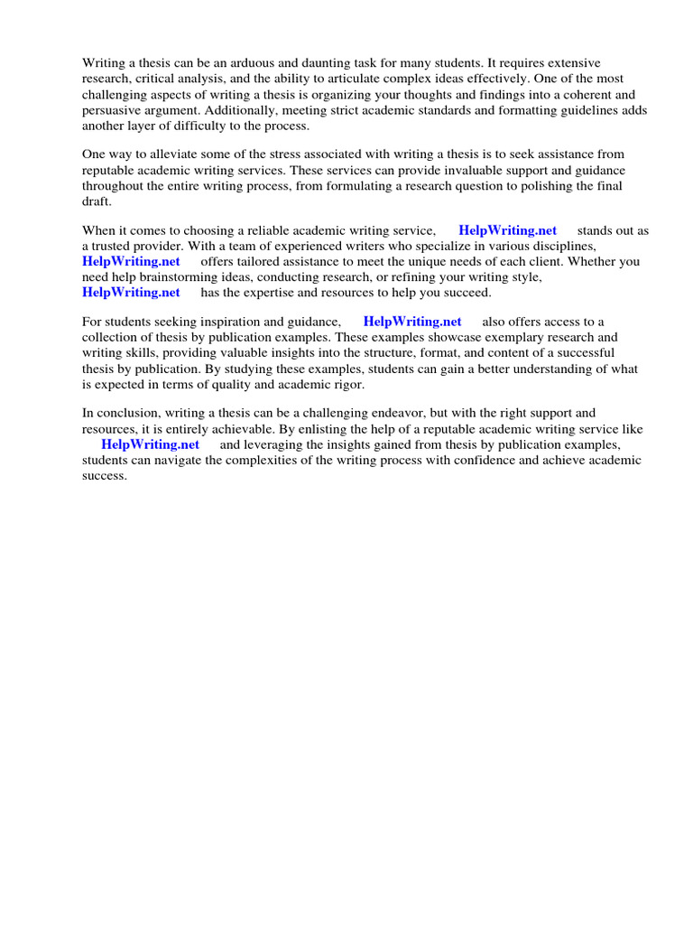 Thesis by Publication Examples | PDF | Thesis | Critical Thinking