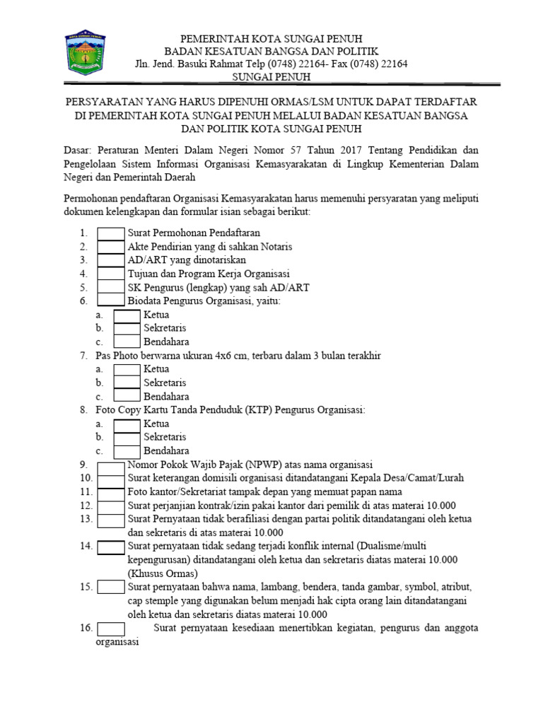 Persyaratan Yang Harus Dipenuhi Ormas | PDF | Hukum