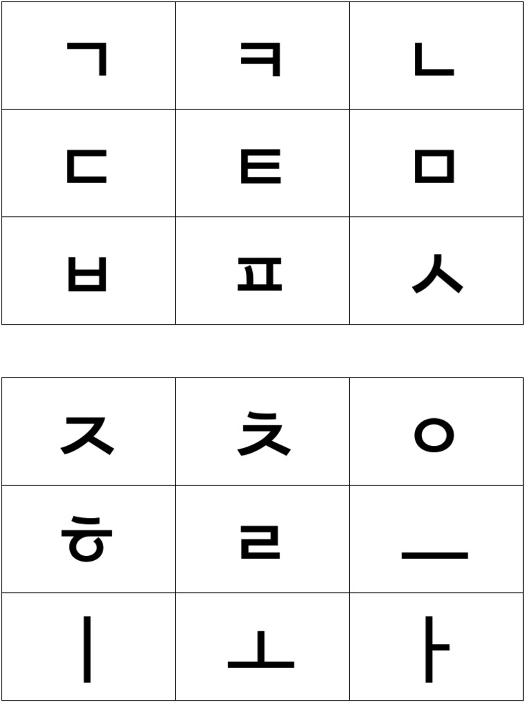 (훈민정음 창제원리) 10일 한글 종합 자음 모음 카드,단어카드 | PDF