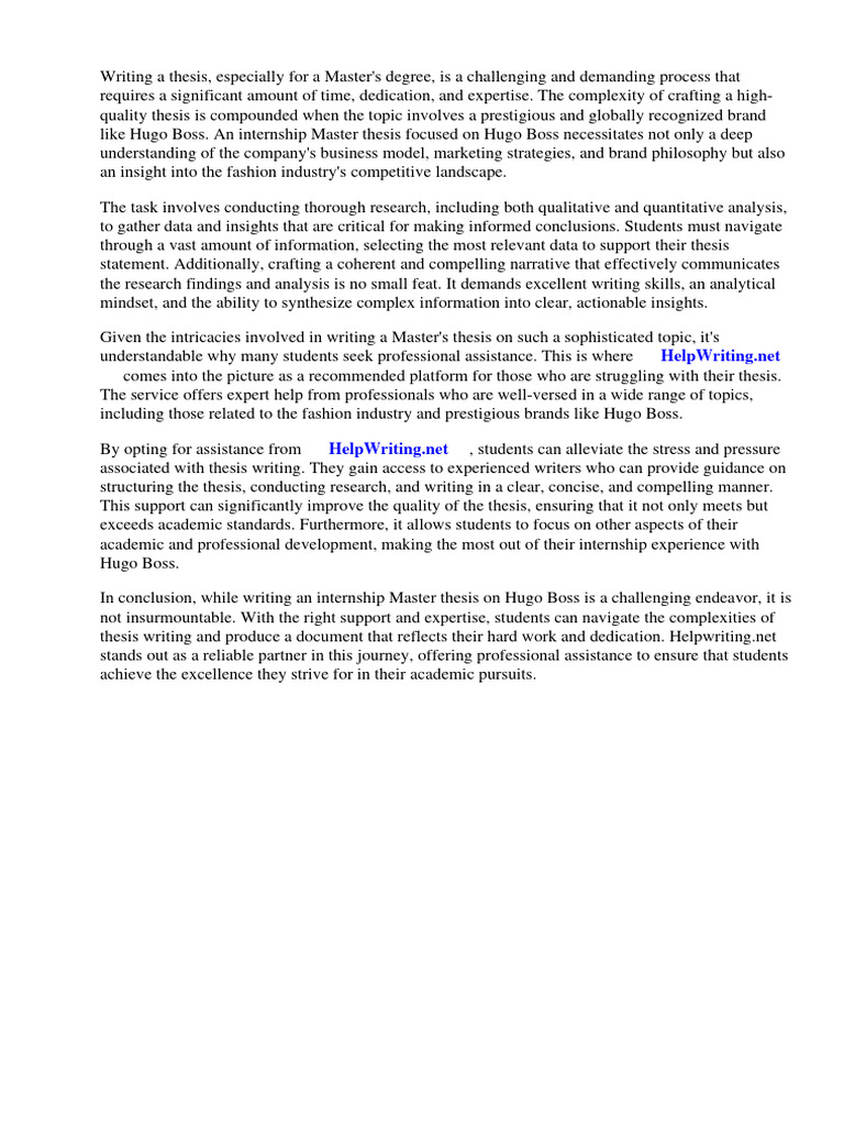 Internship Master Thesis Hugo Boss | PDF