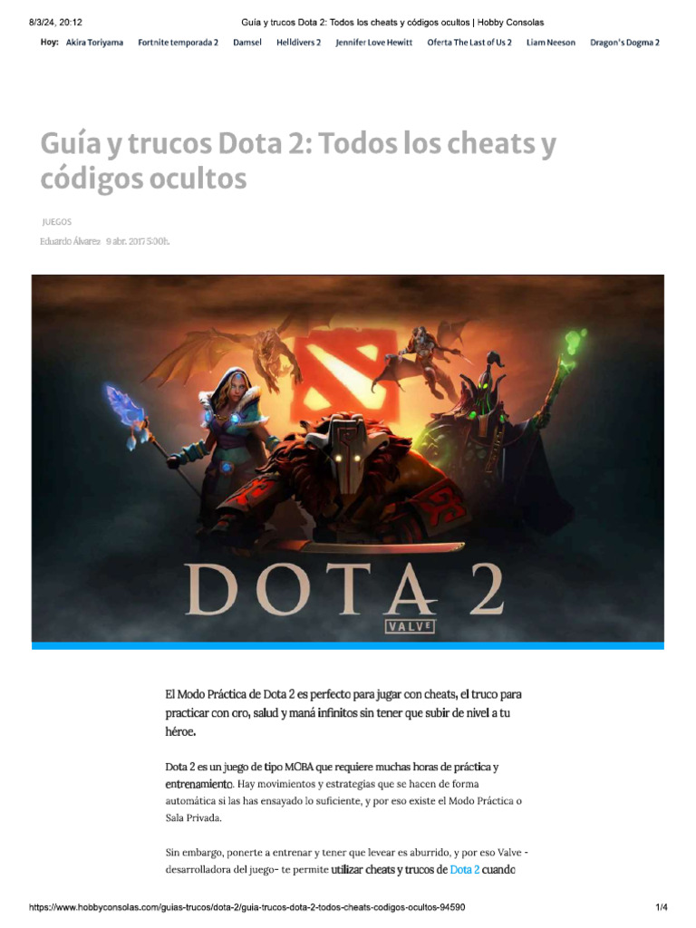 Guía y Trucos Dota 2 Todos Los Cheats y Códigos Ocultos | PDF