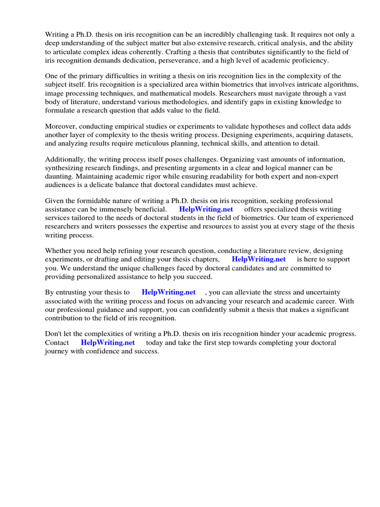 PHD Thesis On Iris Recognition | PDF
