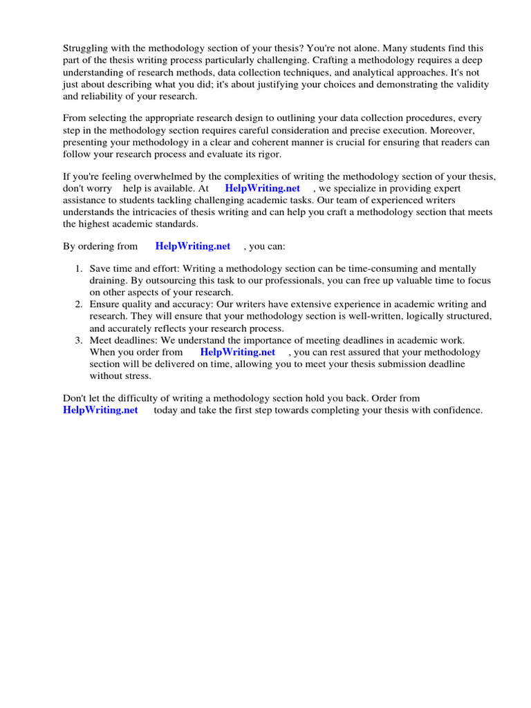 How To Write Methodology Part of Thesis | PDF | Methodology | Thesis