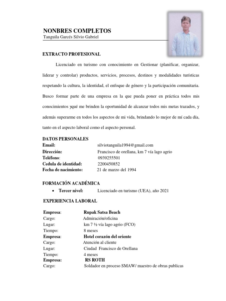 Silvio Garcés: Licenciado en Turismo | PDF | Turismo