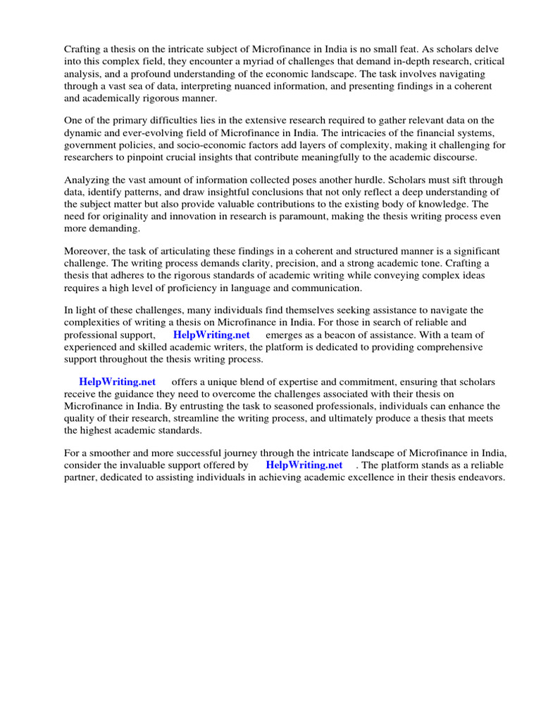 Thesis Microfinance India | PDF