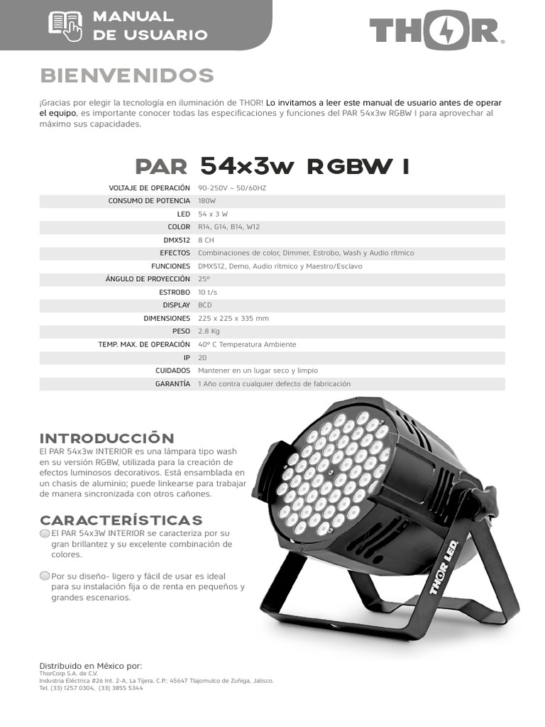 Manual Par 54x3w RGBW I | PDF