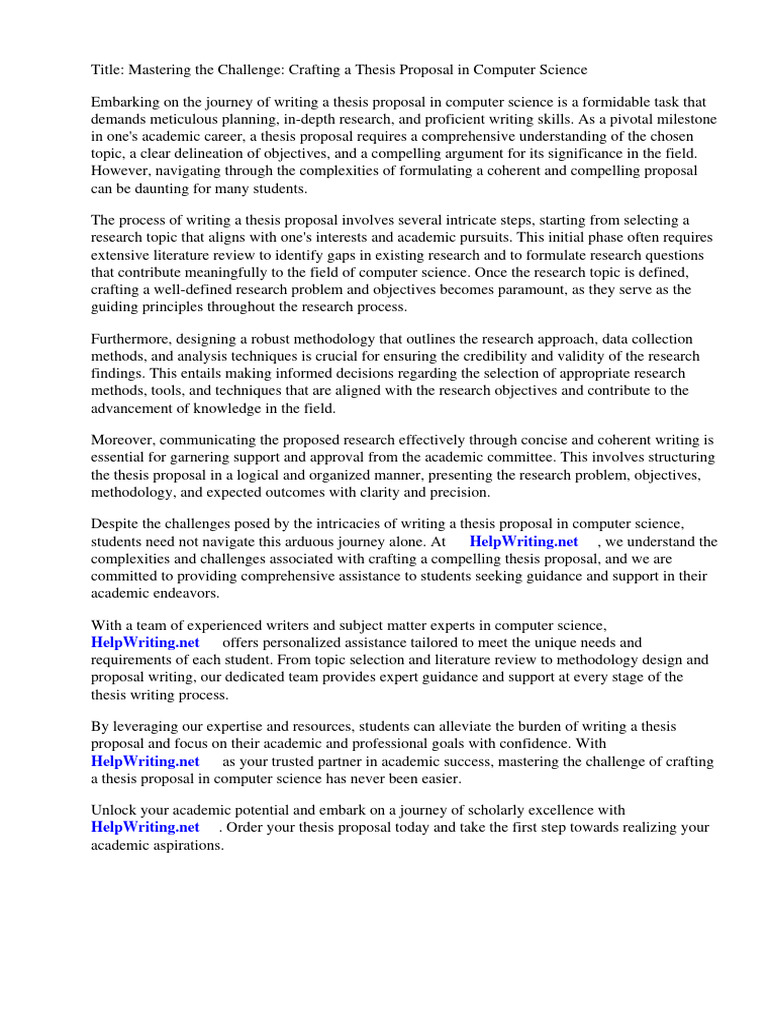 Thesis Proposal Computer Science | PDF | Thesis | Methodology