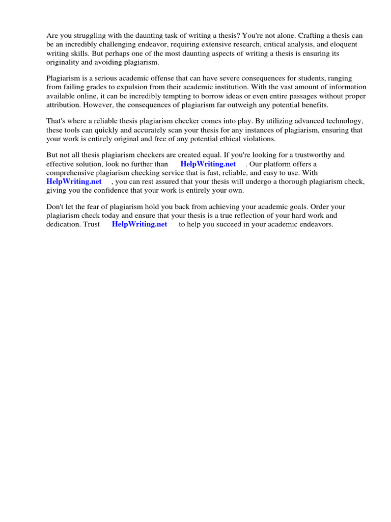 Thesis Plagiarism Checker | PDF | Plagiarism | Thesis