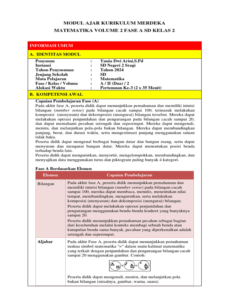 Modul Ajar Kurmer Kelas 2 | PDF | Metode & Bahan Ajar
