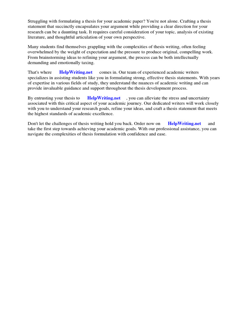 Help Formulating A Thesis | PDF | Self-Improvement