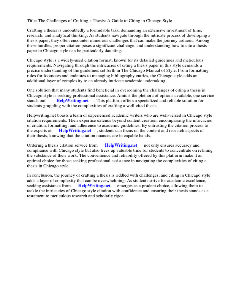 How To Cite A Thesis Paper Chicago Style | PDF | Citation | Written ...