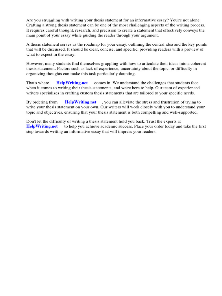 What Is A Thesis Statement in An Informative Essay | PDF | Essays | Thesis
