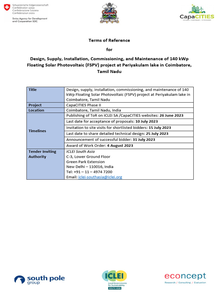 Terms of Reference For Design Supply and Installation of 140 KWP ...