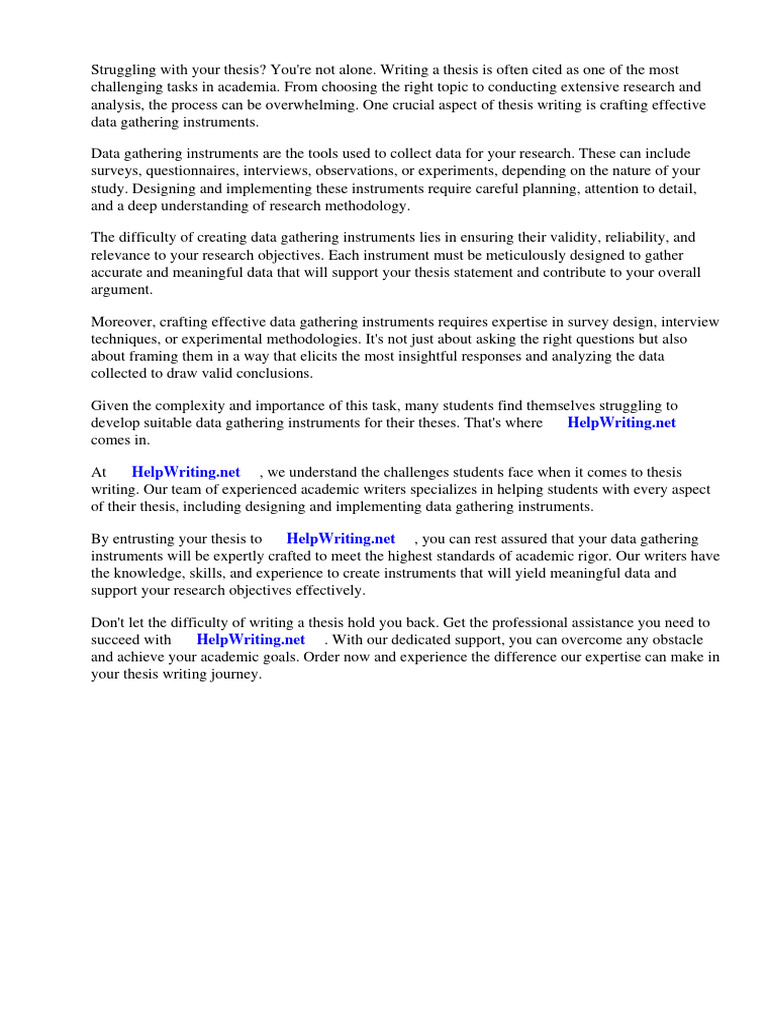 Data Gathering Instruments in Thesis | PDF | Survey Methodology ...