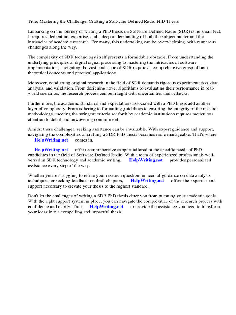 Software Defined Radio Phd Thesis | PDF
