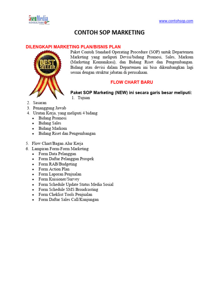 Contoh SOP untuk Marketing Plan | PDF