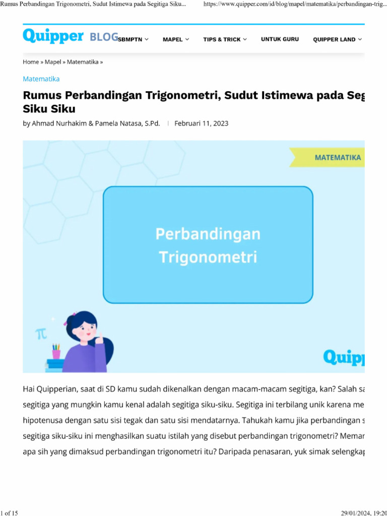 Perbandingan Trigonometri Pada Segitiga Siku-Siku (Quiper) | PDF | Game & Aktivitas | Komputer