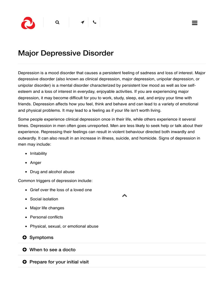 Major Depressive Disorder | PDF | Major Depressive Disorder ...