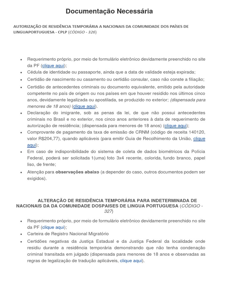 Tudo Sobre o Visto Da CPLP | PDF