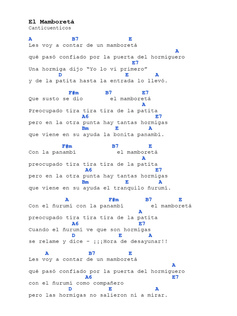 El Mamboretá - Canticuenticos | PDF