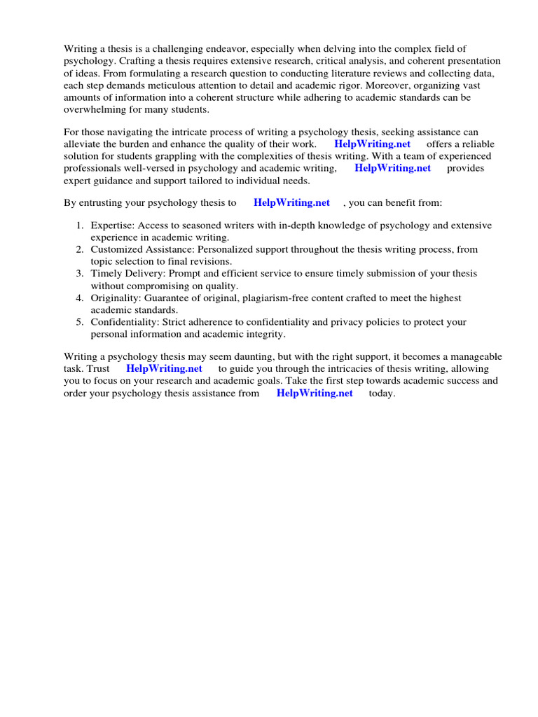 Psychology Thesis Template | PDF | Psychology | Thesis