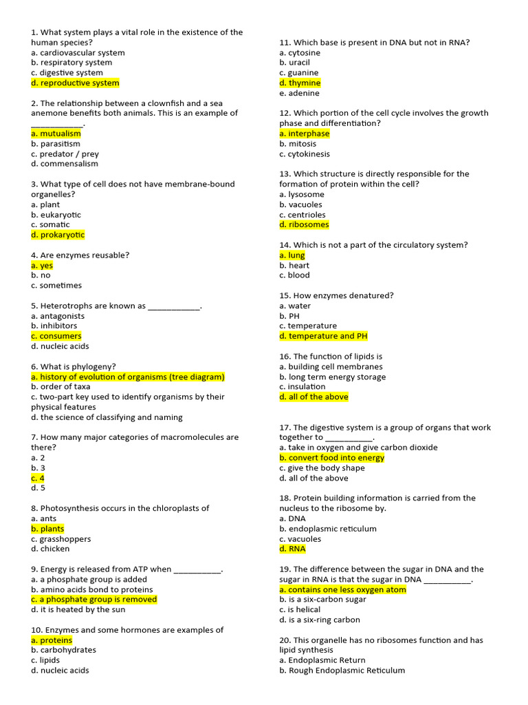 Grade 4 Biology Quiz Bee Reviewer | PDF | Cell (Biology) | Cellular ...