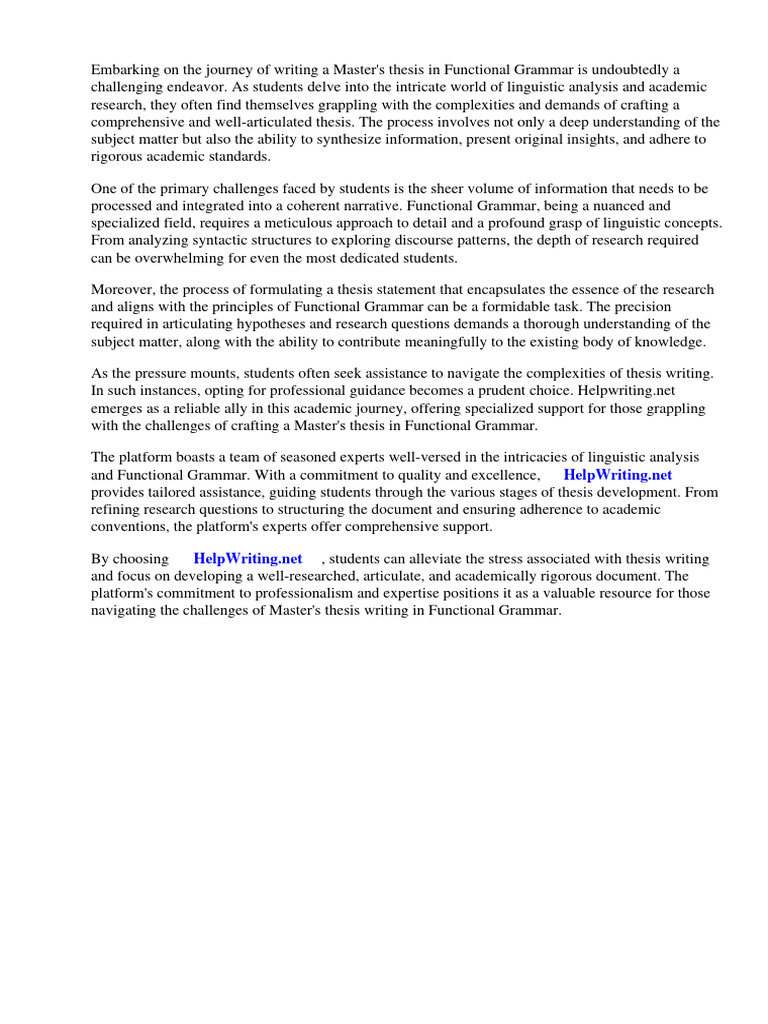 Ma Thesis Functional Grammar | PDF | Clause | Linguistics