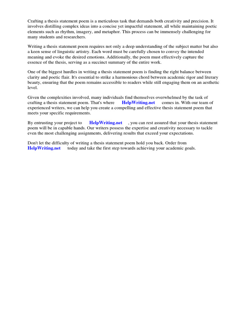 Thesis Statement Poems | PDF | Essays | Poetry